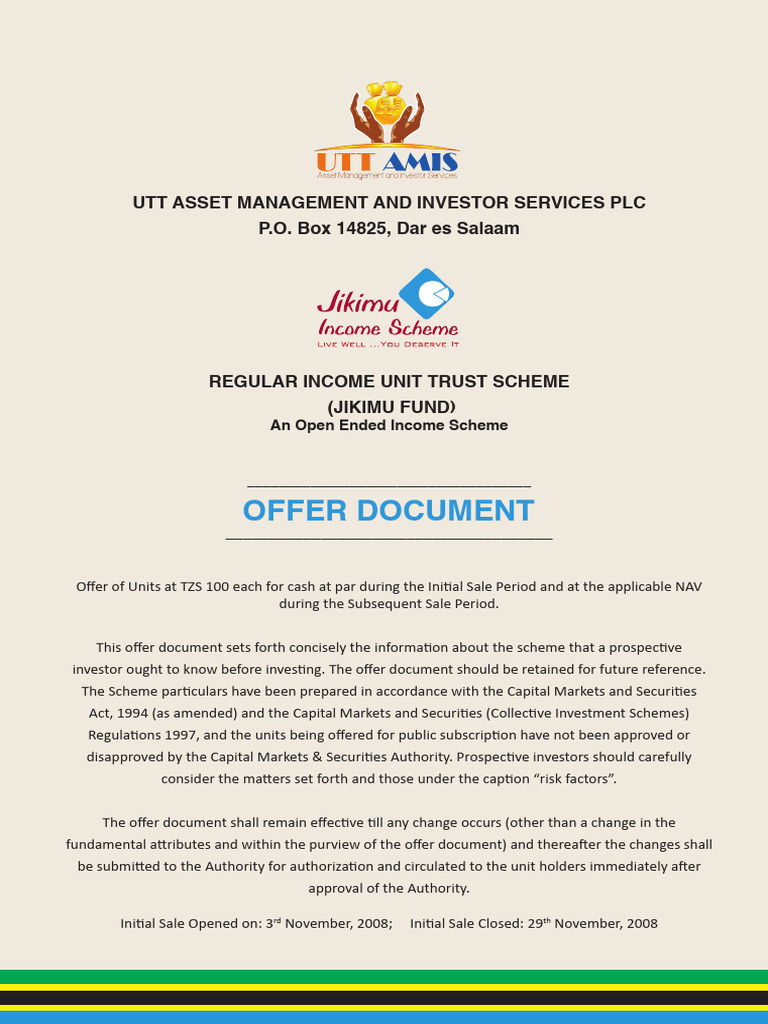 Jikimu Fund - Offer Document | PDF | Investing | Investment Fund