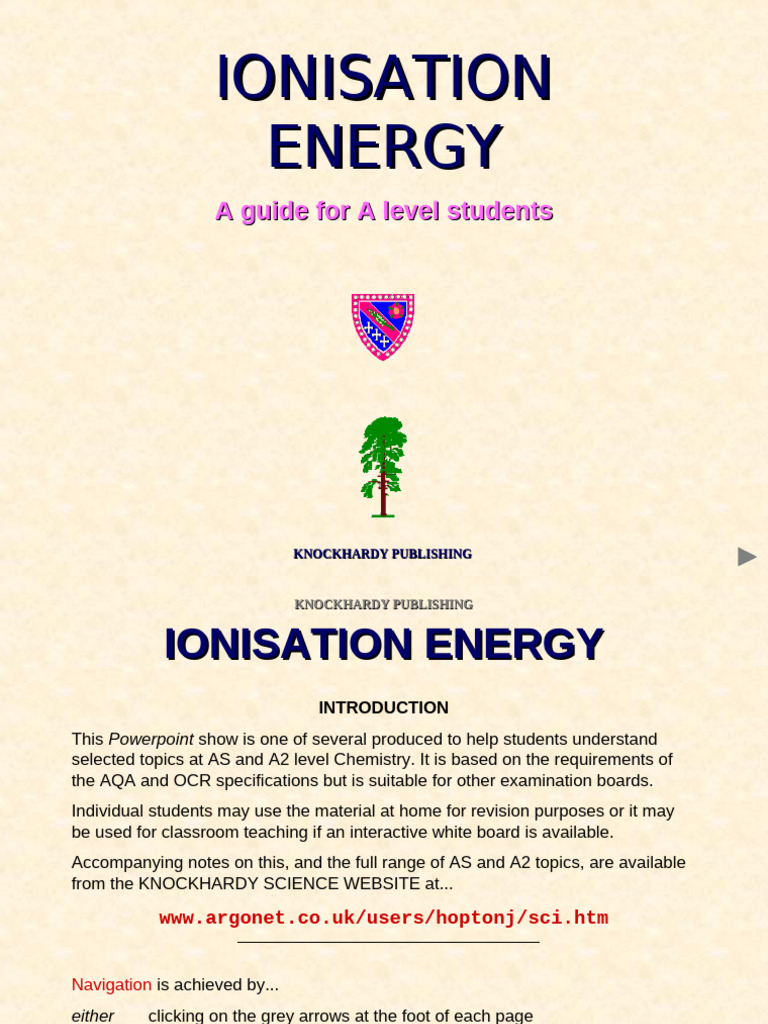 Ionisation Energys Knockhardy | PDF | Atomic Nucleus | Atoms
