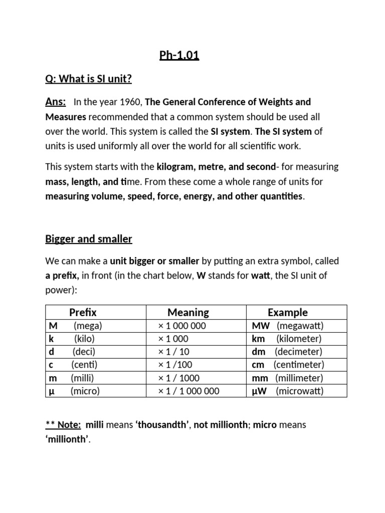 Understanding SI Units and Prefixes | PDF