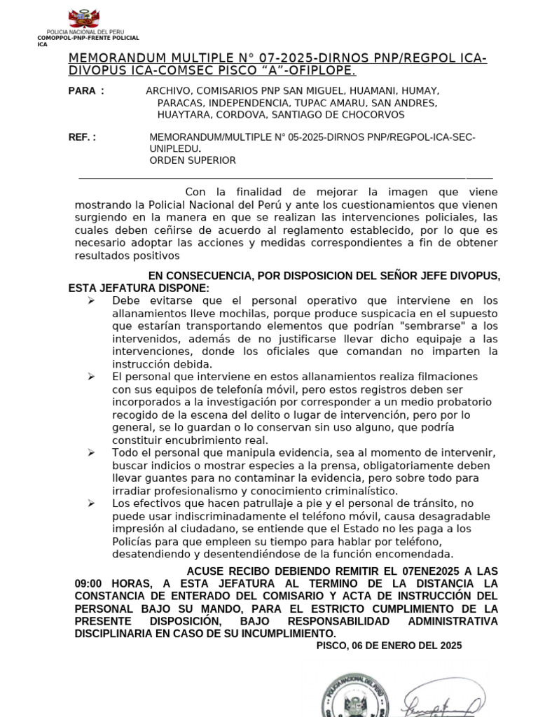 Memorandum-Mult - 007-2025 | PDF | Policía | Gobierno