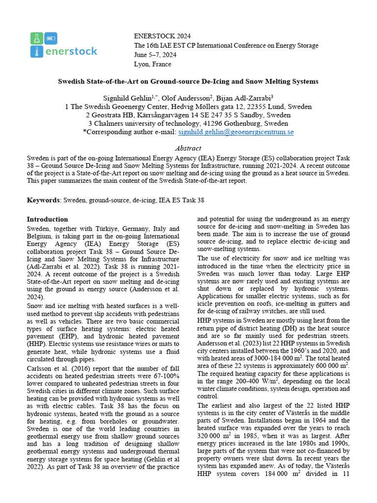 Gehlin Et Al 2024 Enerstock2024 | PDF | Physical Quantities ...