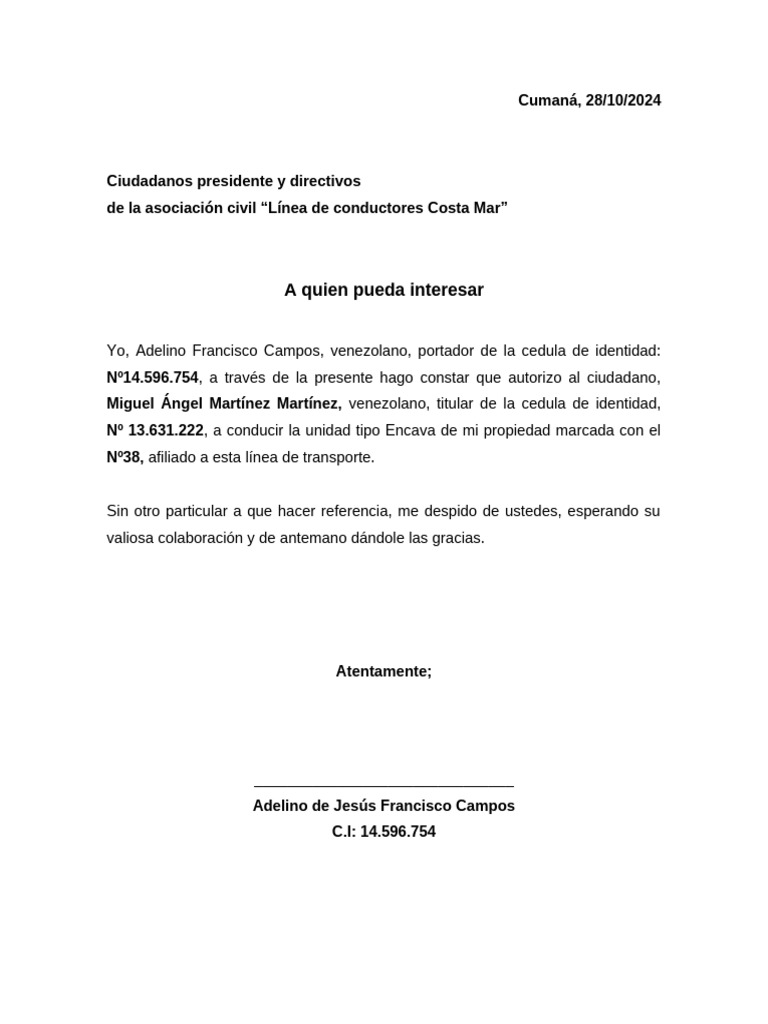 A Quien Pueda Interesar | PDF