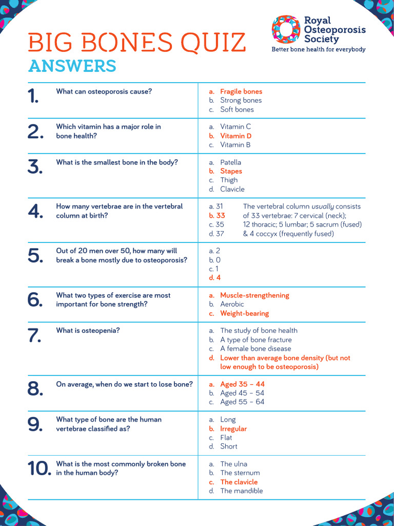 Osteoporosis and Bone Health Quiz | PDF | Osteoporosis | Vertebra
