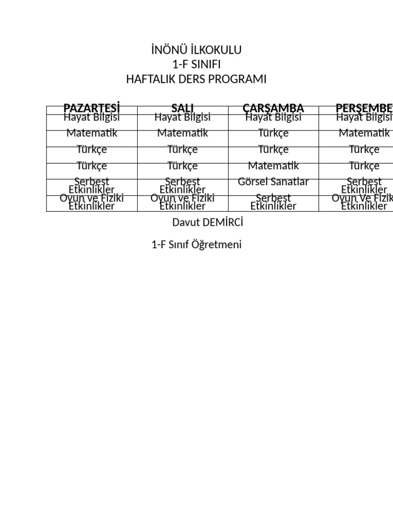 Ders Programi | PDF