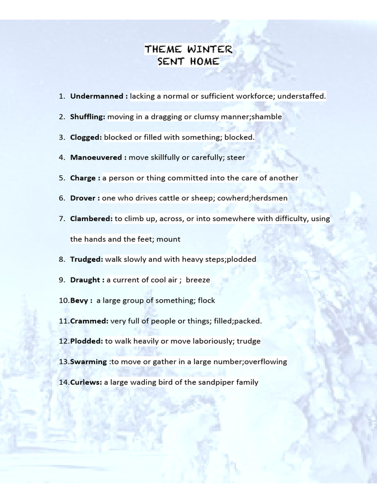 RJ - WINTER Sent Home Vocabulary | PDF