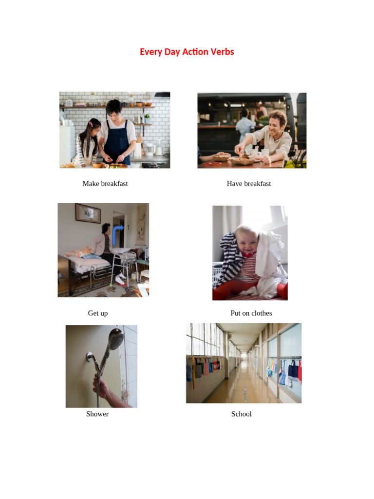 Everyday Action Verbs Activities | PDF