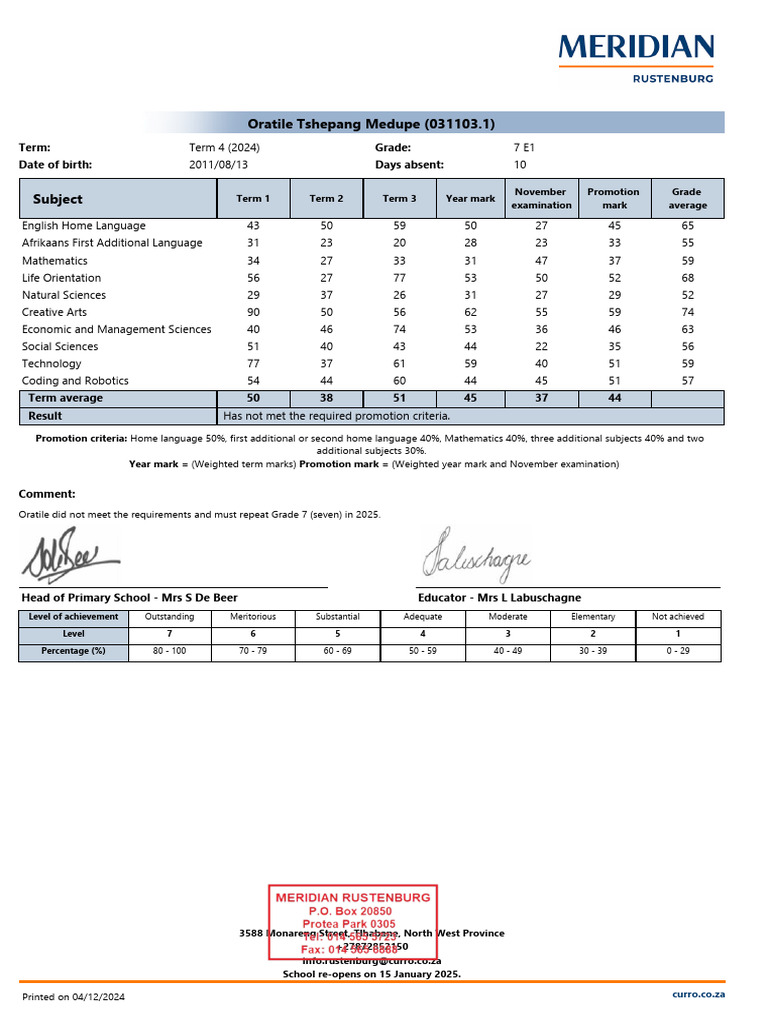 Medupe, O - GR 7 Term 4 2024 | PDF