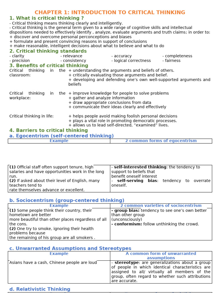 Critical Thinking Chapter 1 | PDF | Critical Thinking | Logical Consequence