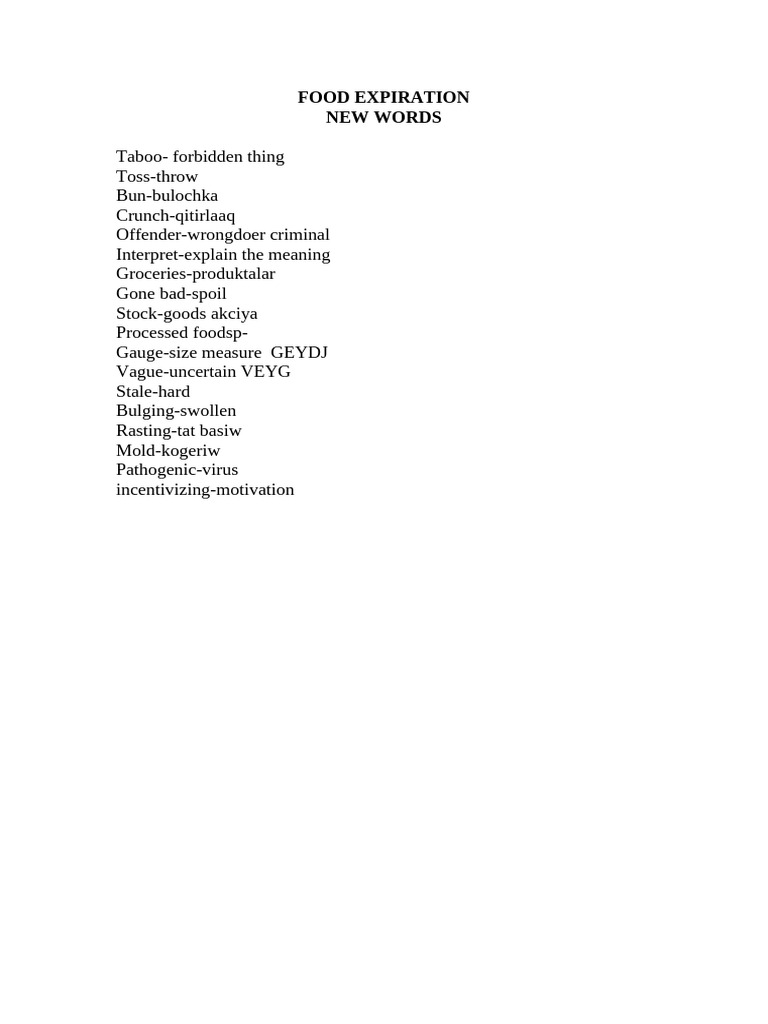 Food Expiration Terms Explained | PDF