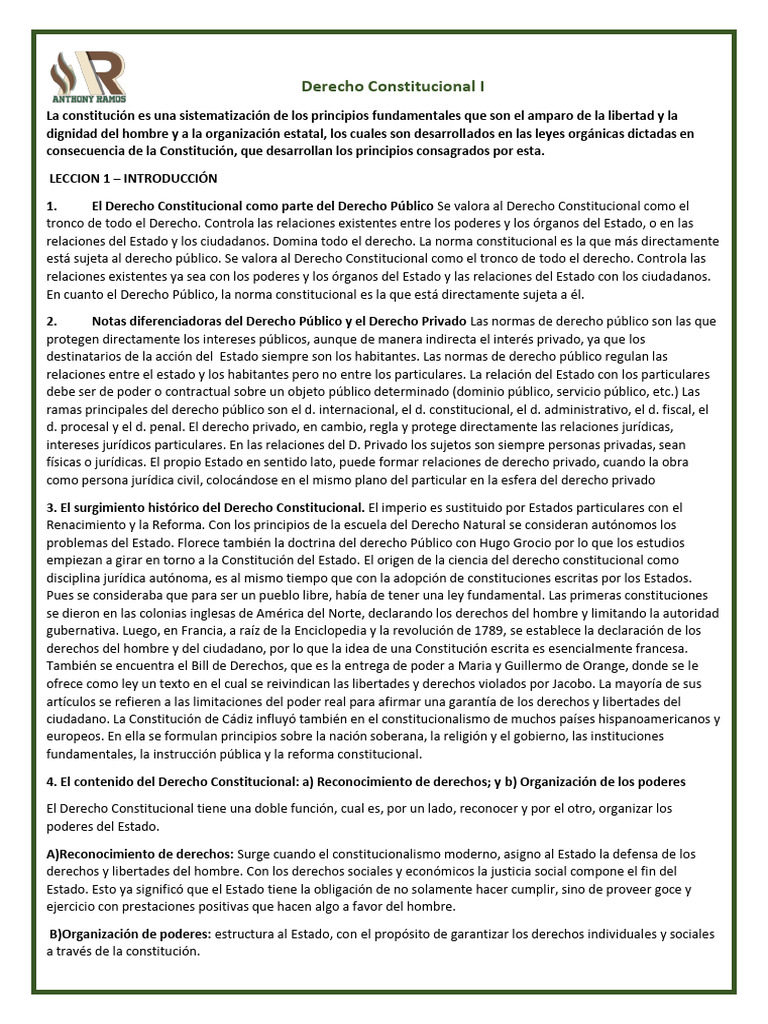 Resumen Final Der. Consti I ANTHONY RAMOS | PDF | Constitución | Los documentos federalistas
