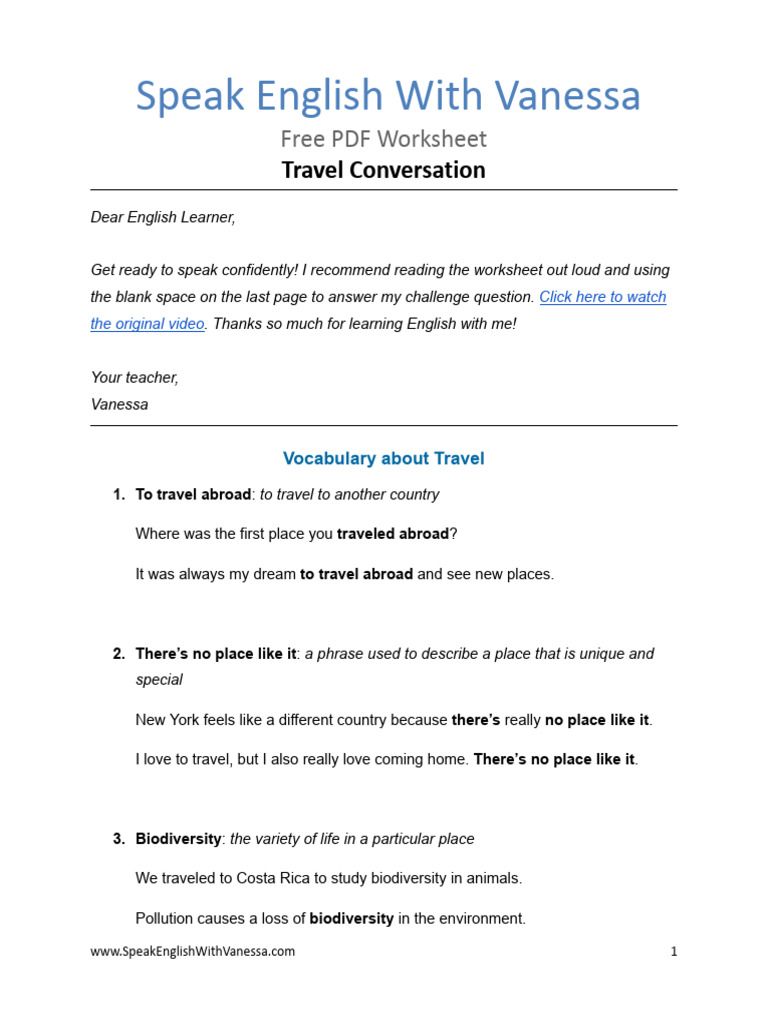 Conversation About Travel - Speak English With Van | PDF
