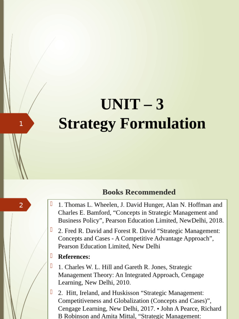 Unit - 3 - Strategy Formulation - NEW | PDF | Competitive Advantage | Strategic Management