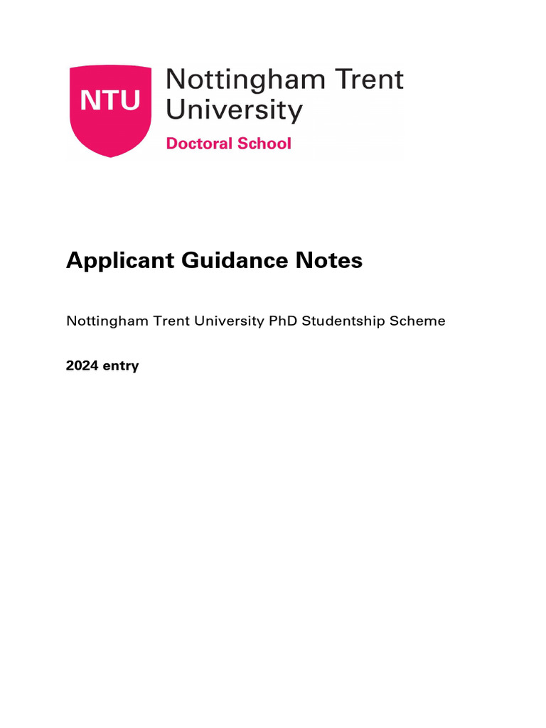 2024 NTU Studentship Applicant Guidance | PDF | Doctor Of Philosophy | Postgraduate Education