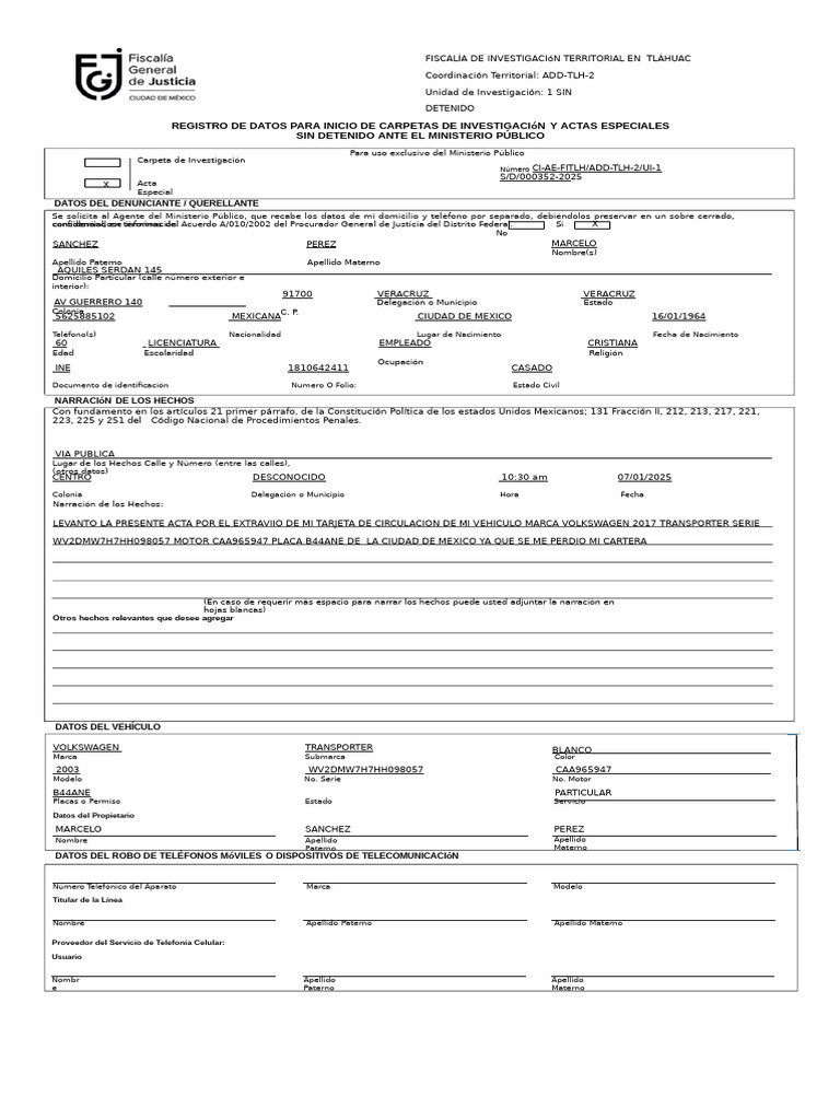 Acta de Extravio PDF Corel | PDF | México