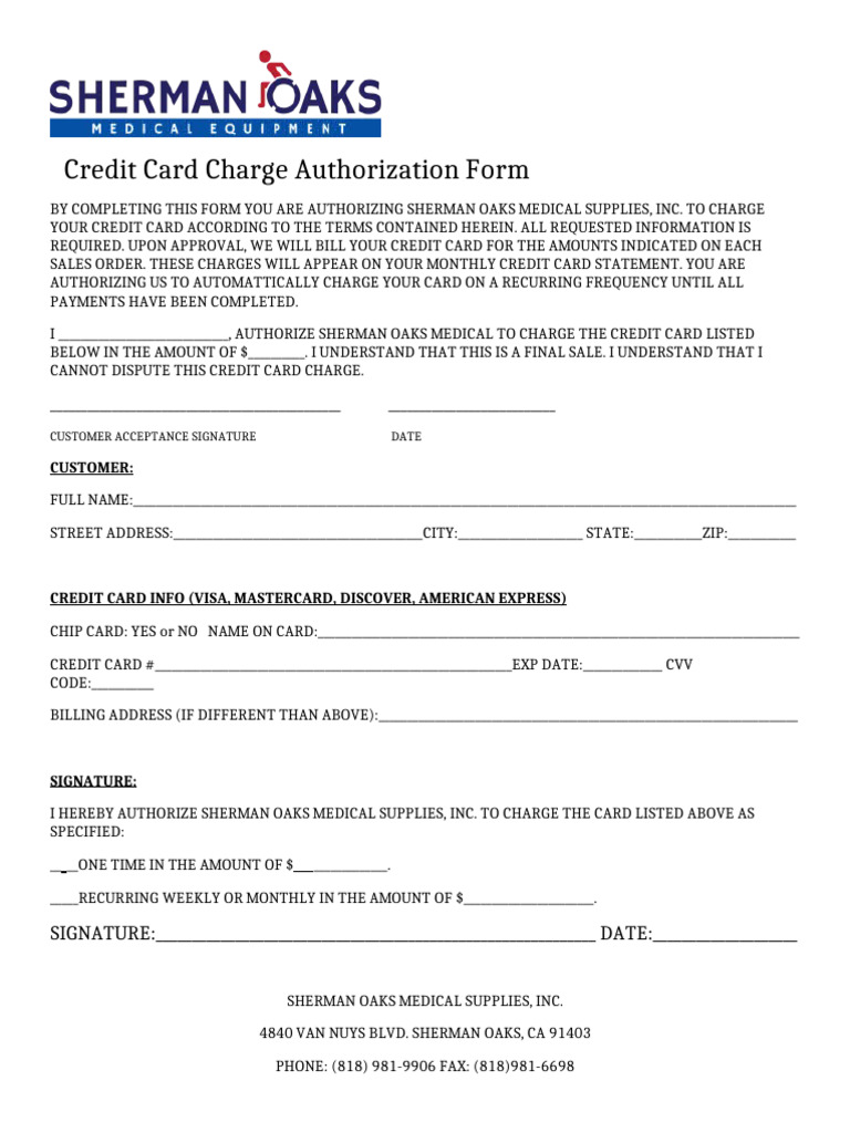 Credit Card Charge Authorization Form | PDF