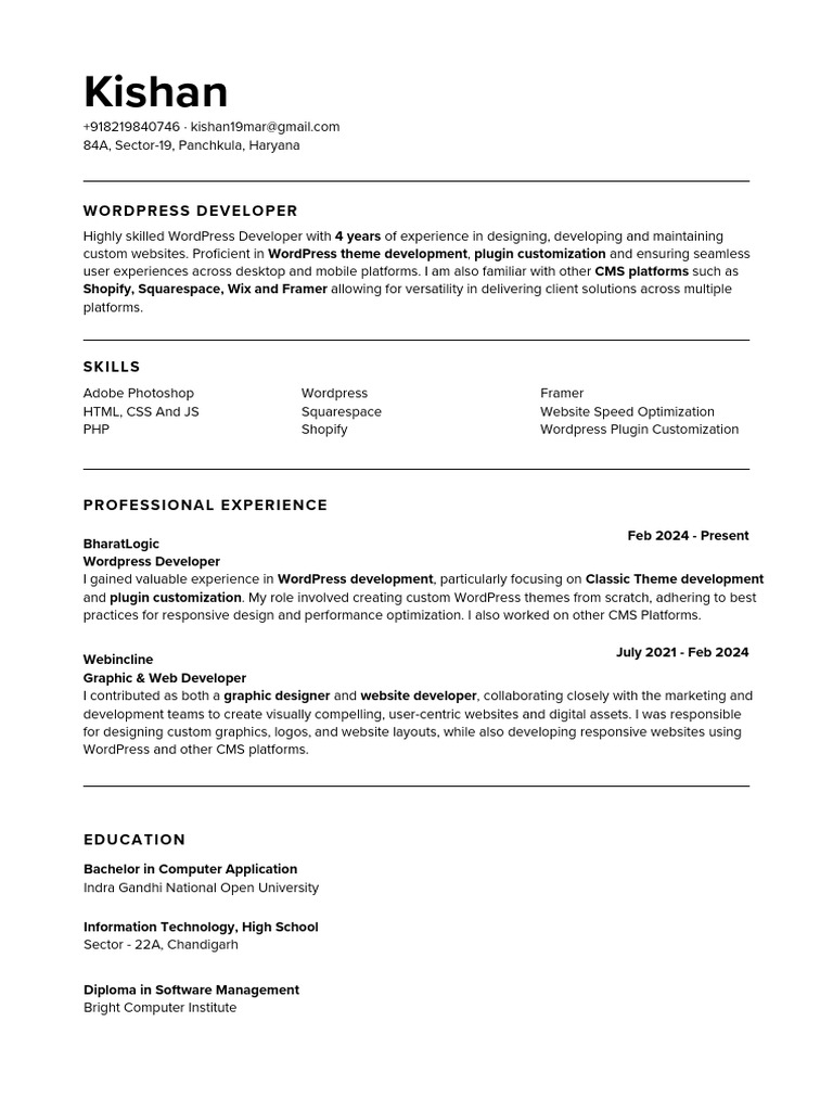 CV Kishan Bish T | PDF