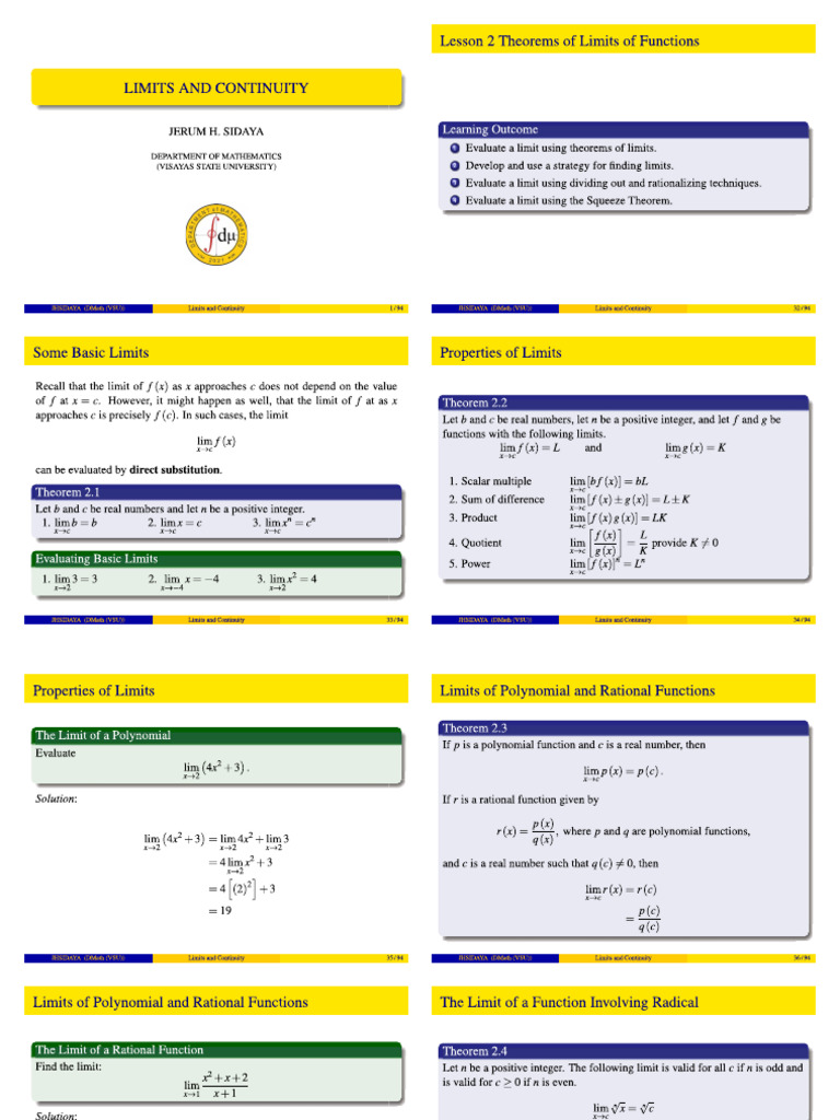Lesson 1.2 Limit Theorems | PDF