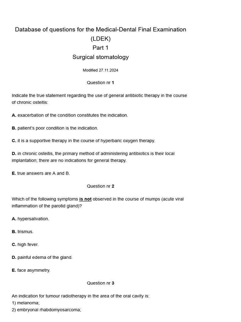 LDEK Surgical Stomatology | PDF | Diseases And Disorders | Clinical ...