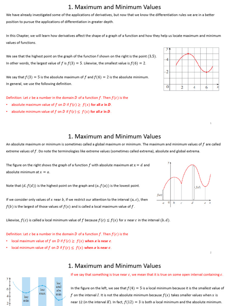 Maximum and Minimum Values | PDF | Mathematical Analysis | Mathematics