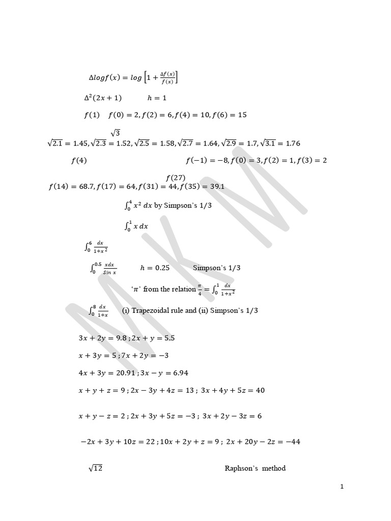 Question Bank Numerical Methods | PDF | Integral | Mathematics