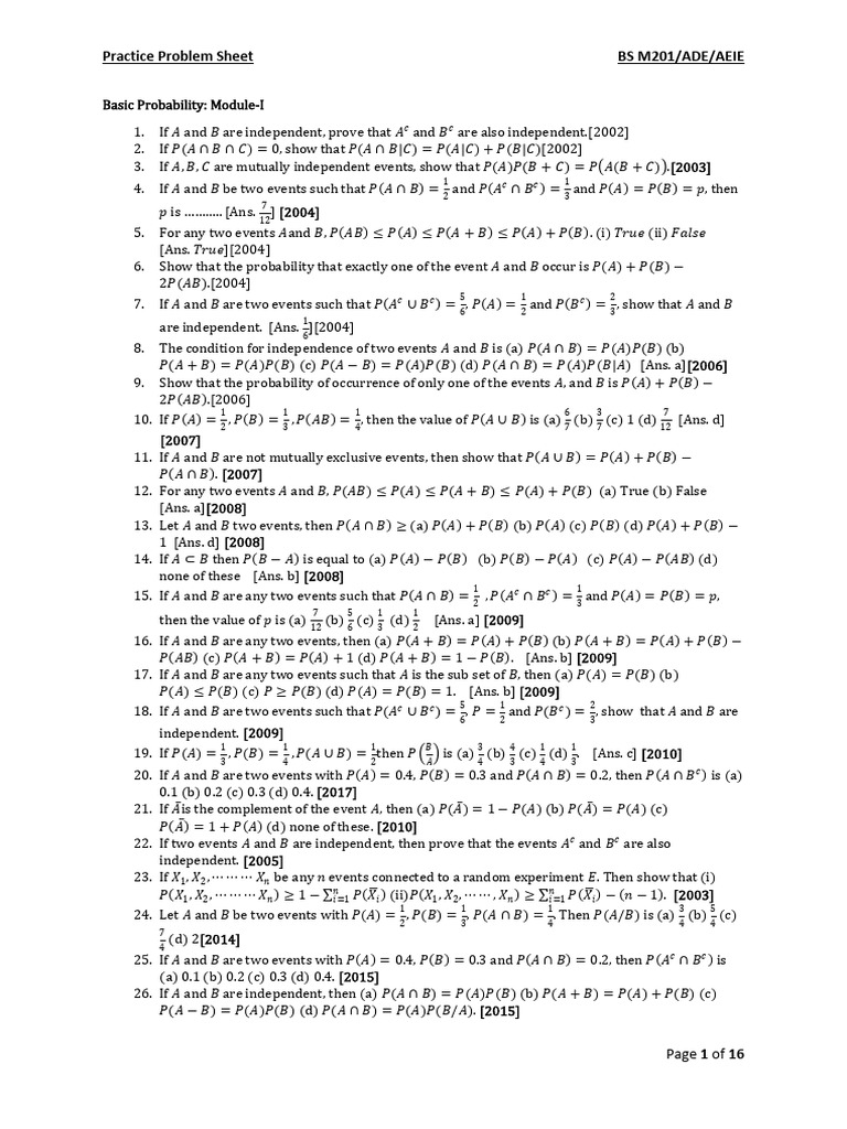 Basic Probability Practice Problems | PDF | Probability Distribution ...
