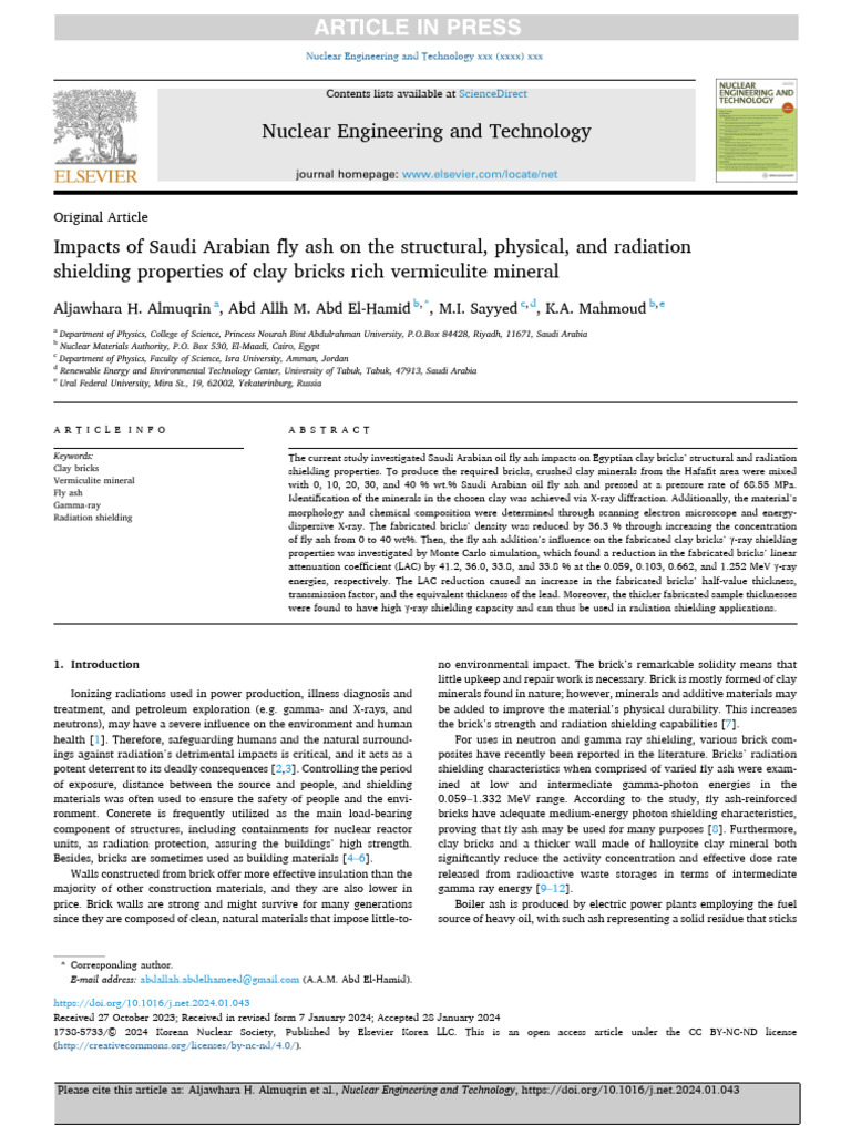 Saudi Fly Ash in Clay Brick Shielding | PDF | Gamma Ray | Radiation