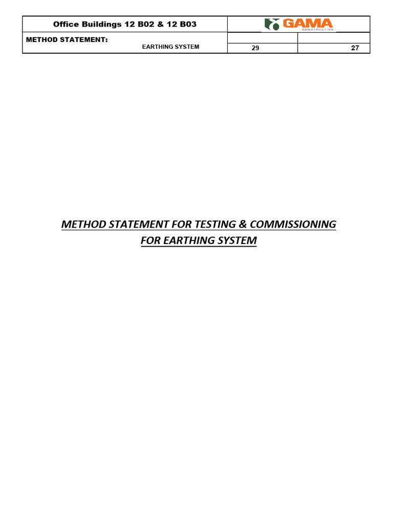 MS For Testing & Commissioning of Earthing System | PDF | Electrical ...