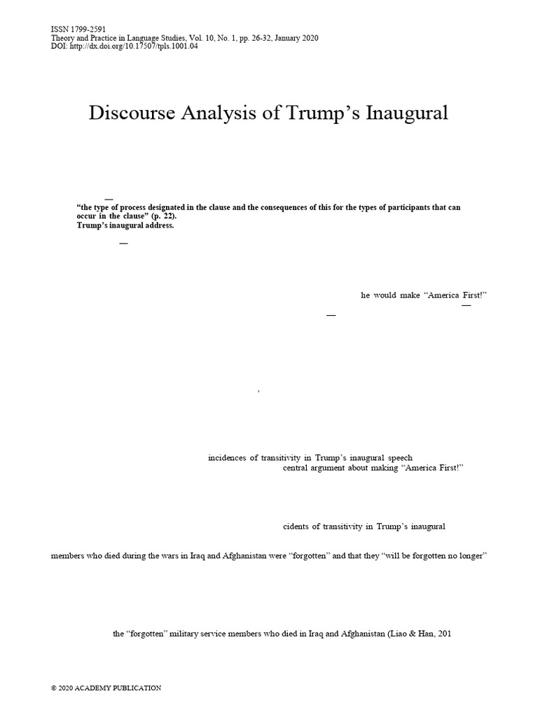 Donald Trump Inaugural Speech | PDF | Linguistics | Rhetoric