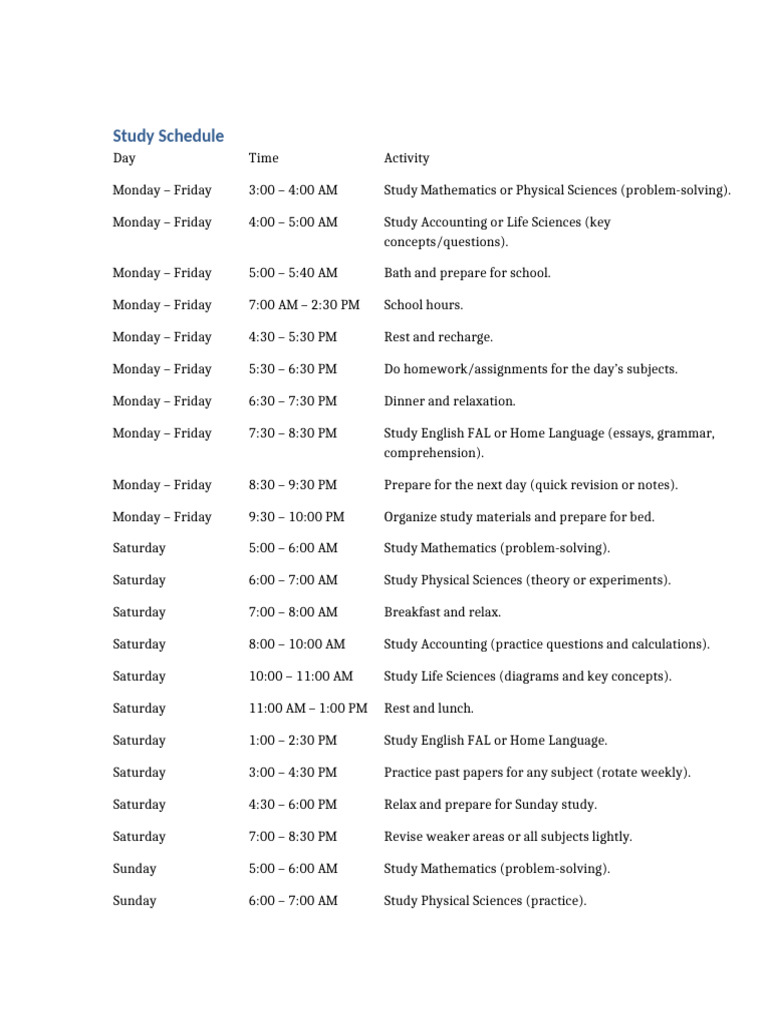 Study_Schedule | PDF