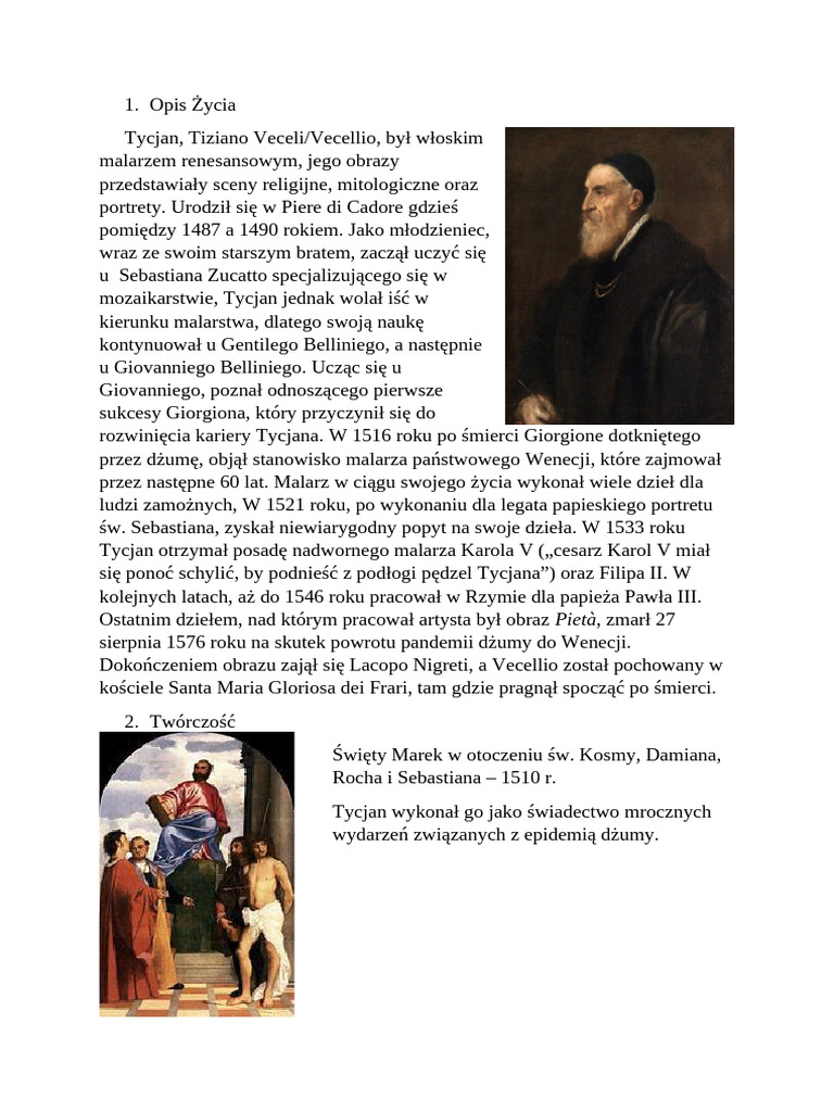 Tycjan Notatka | PDF