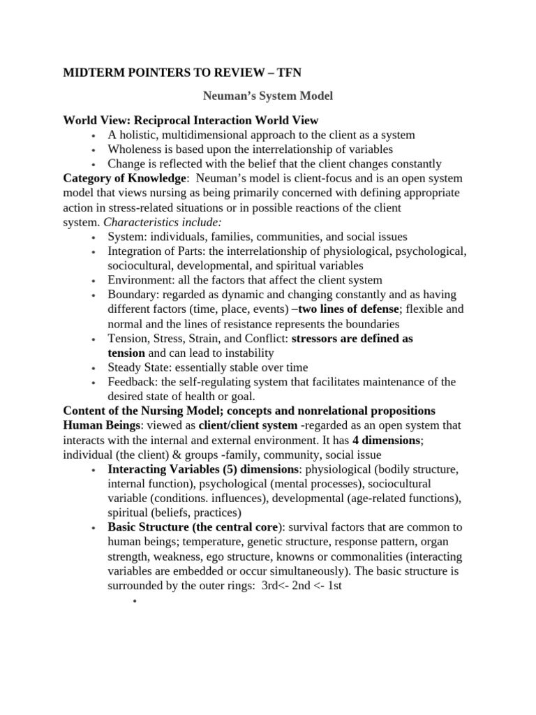 Midterm Lecture Pointers | PDF | System | Stress (Biology)