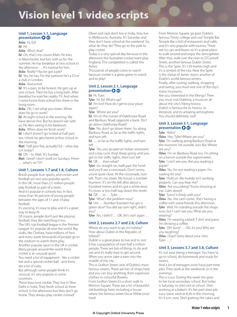 Vision 1 Video Scripts | PDF | Wuthering Heights