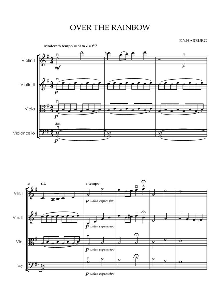 Partition de "Over the Rainbow" pour cordes | PDF | Éléments de la ...