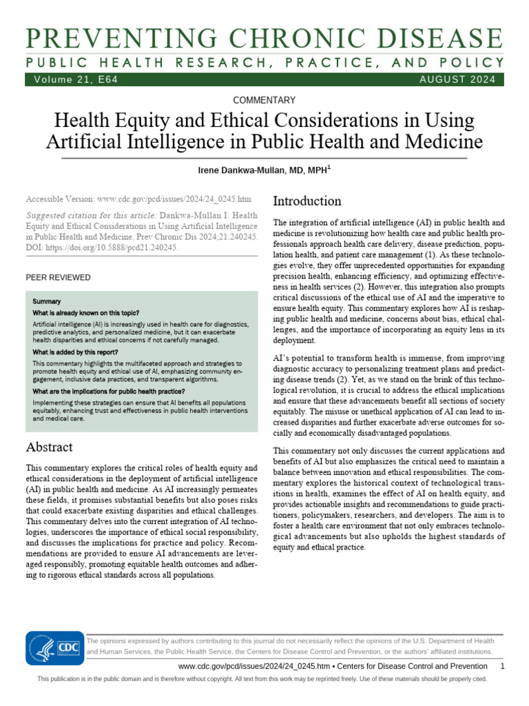 2.2A - Health Equity and Ethical Considerations in Using Artificial Intelligence in Public ...