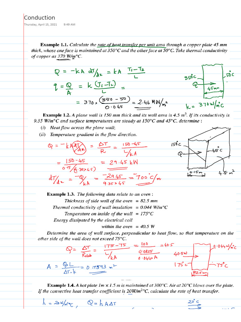 Heat Transfer-Conduction - Simple Problems | PDF