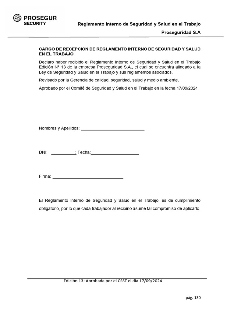 Cargo de recepción de RISST ed13-17092024 | PDF