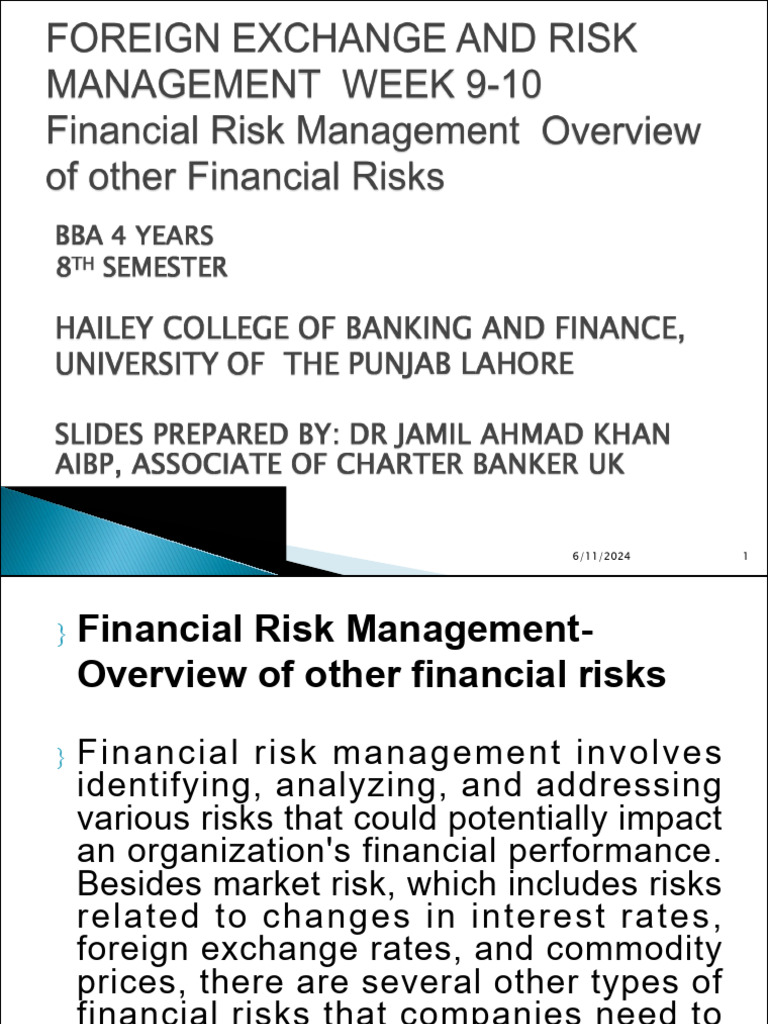 FOREIGN EXCHANGE AND RISK MANAGEMENT-8-WEEK 9-10 | PDF | Financial Risk ...