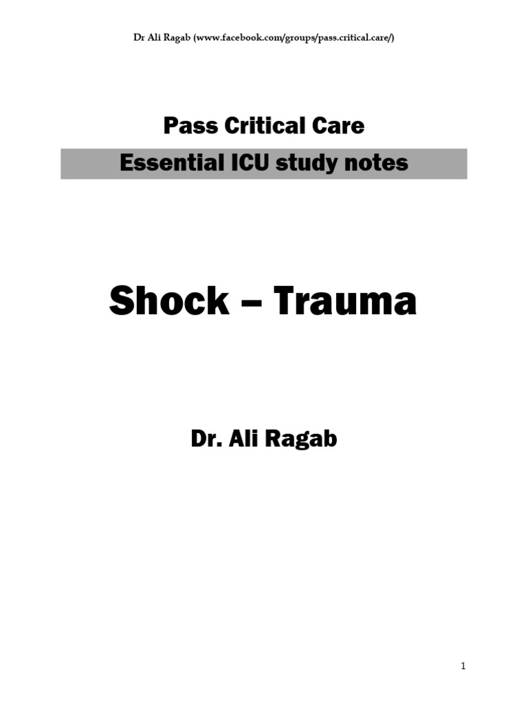 ICU Study Notes on Shock and Trauma | PDF | Shock (Circulatory) | Thorax