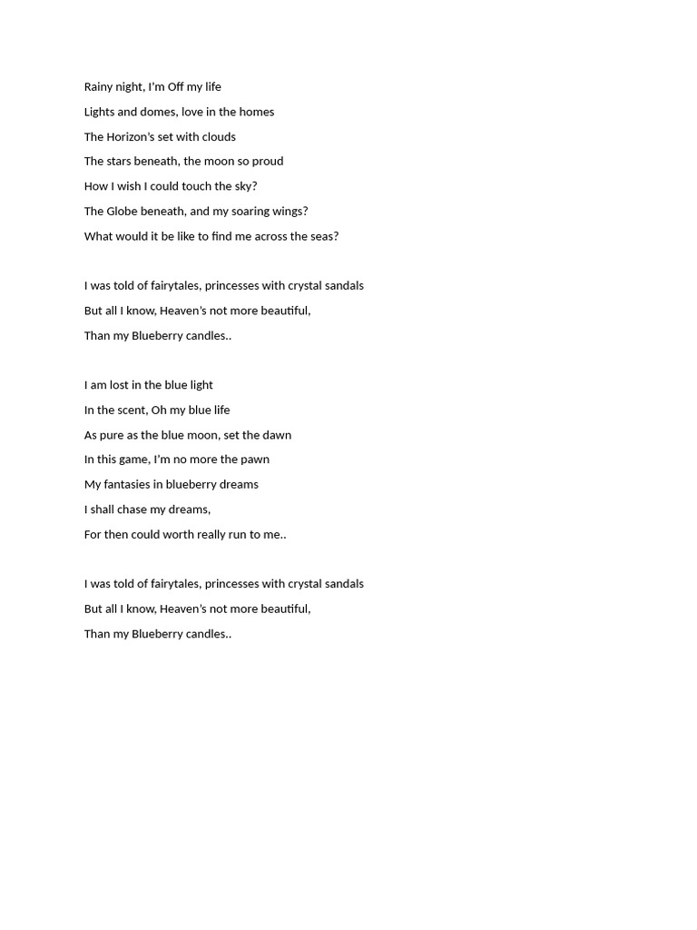 Blueberry Candles, Self Composed Poem | PDF