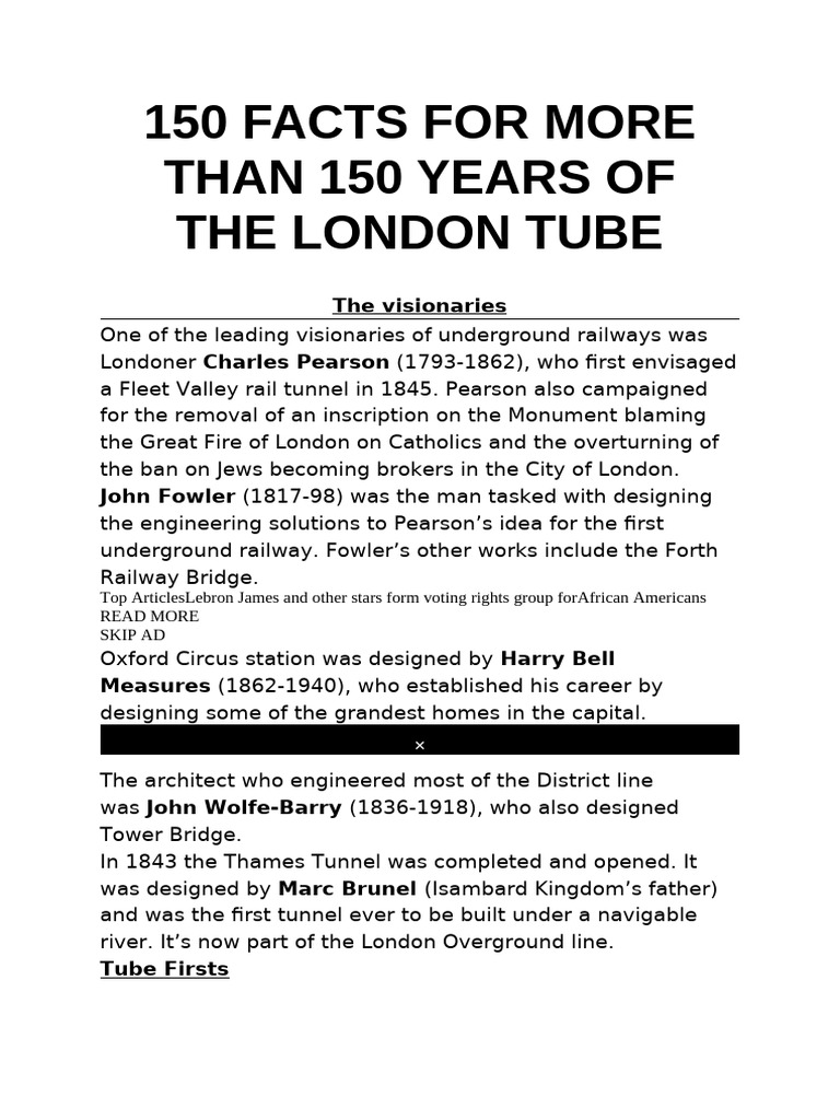 London Tube: 150 Years of History | PDF | London | Rail Transport