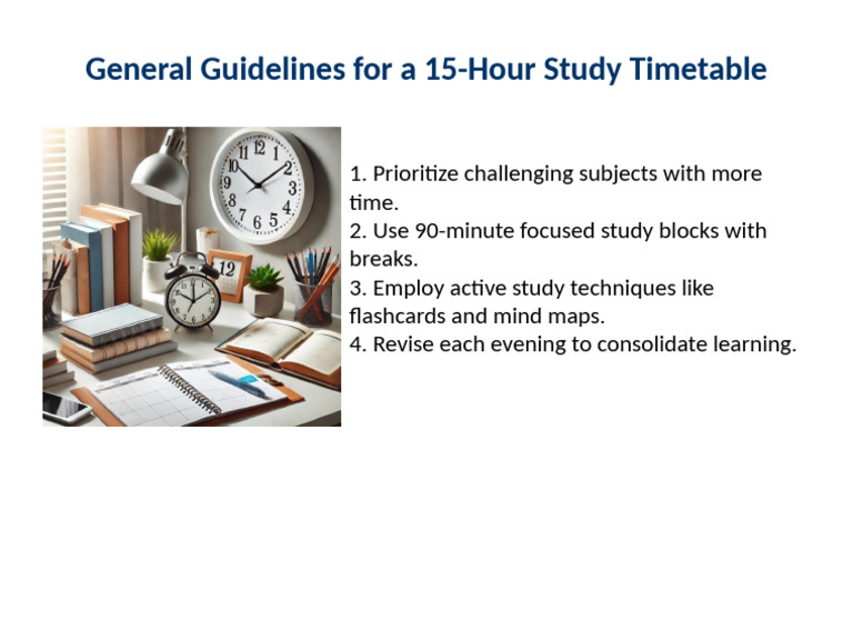 15-Hour Study Timetable Guide | PDF