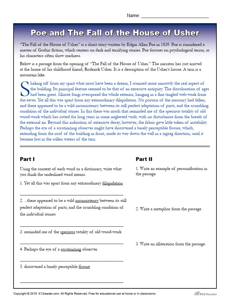 Poe and The Fall of The House of Usher | PDF