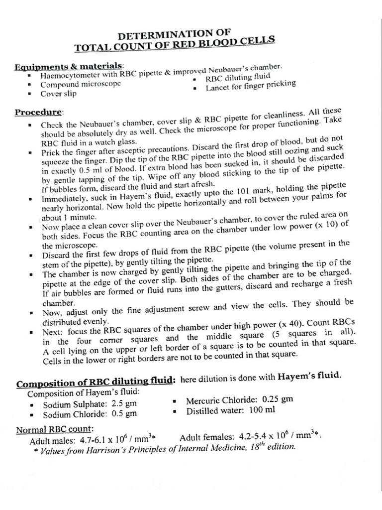 RBC Counting | PDF