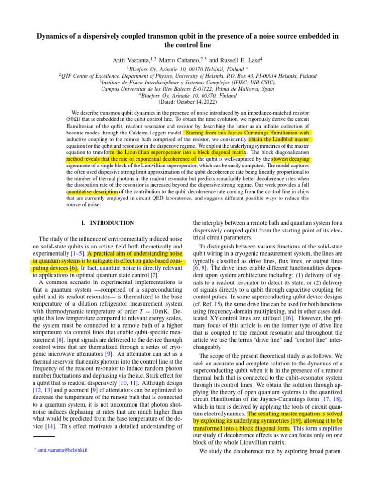 Dynamics of A Dispersively Coupled Transmon Qubit in The Presence of A Noise Source Embedded in ...