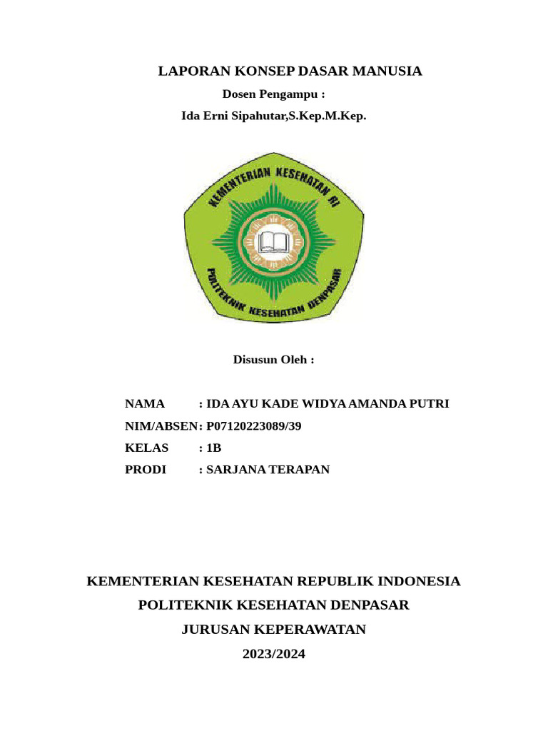 LAPORAN KONSEP DASAR MANUSIA | PDF