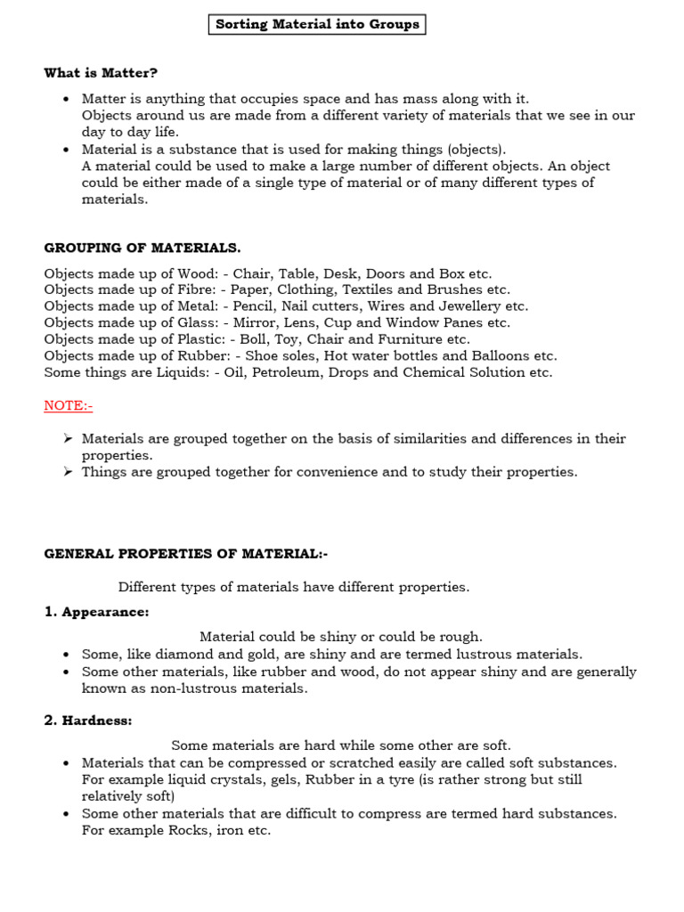 2. Sorting Material Into Groups | PDF | Solubility | Water