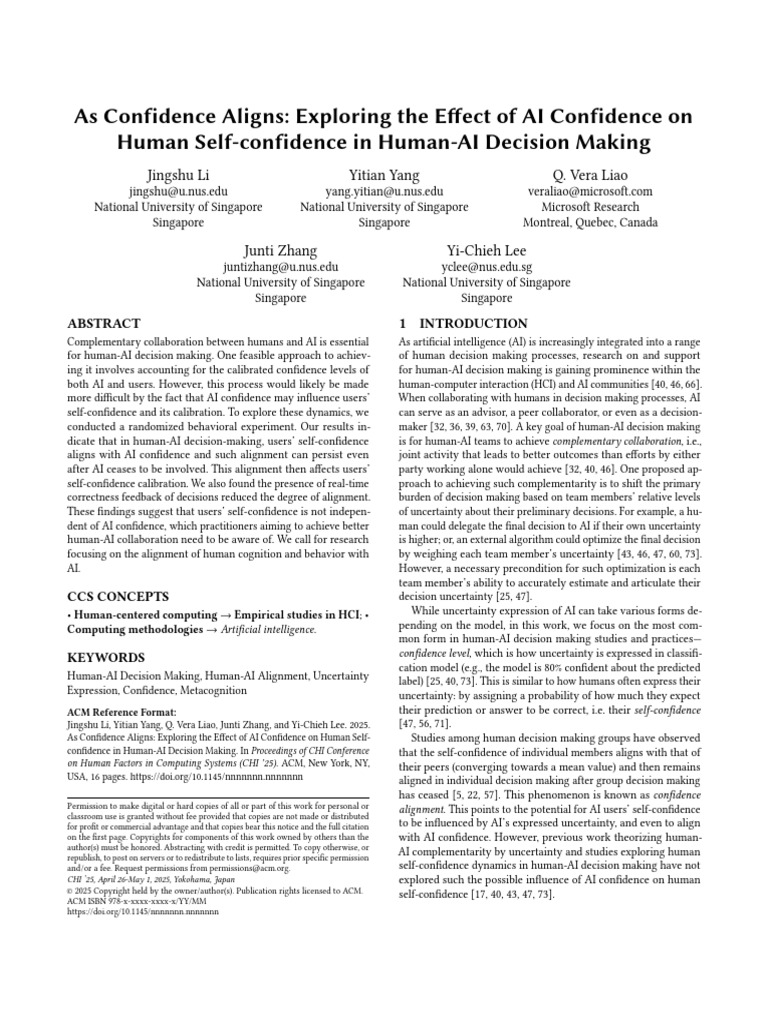 AI Confidence's Impact on Human Self-Confidence | PDF | Artificial ...