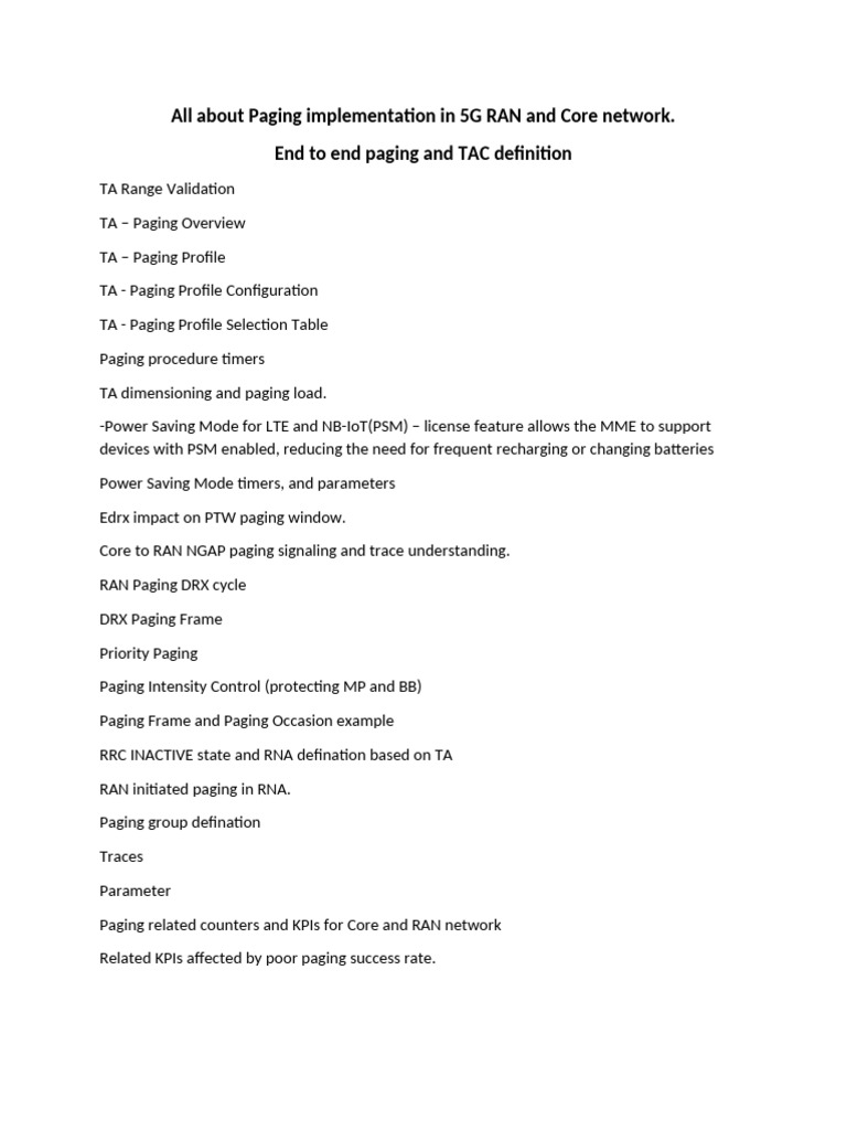 All About Paging Implementation in 5G RAN and Core Network | PDF