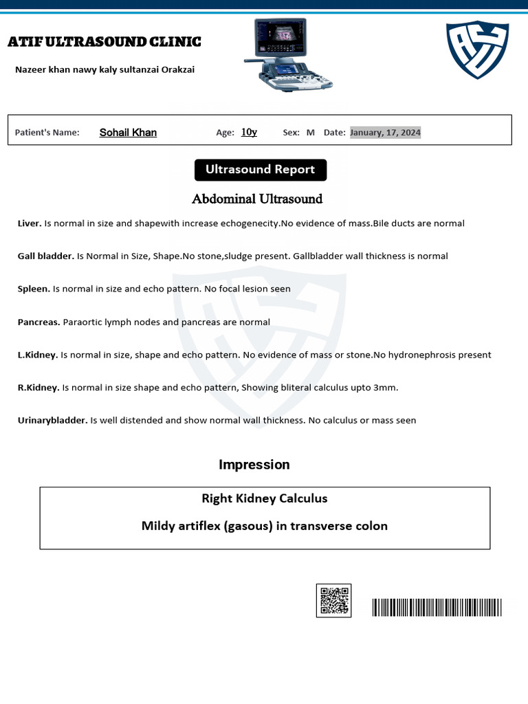 Ultrasound report | PDF