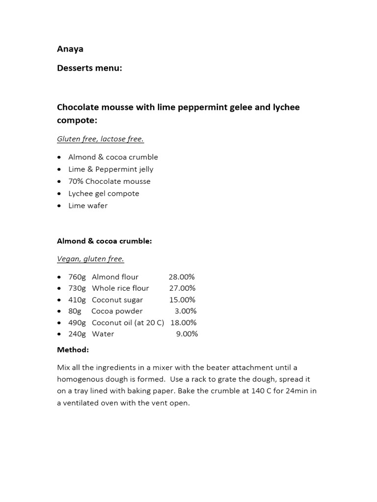 ANAYA_desserts_menu | PDF | Chocolate | Butter